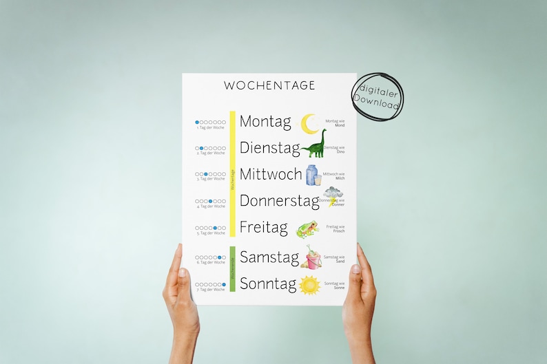 Weekdays Poster for Children PDF, Time Days Weekdays Learning, Digital ...