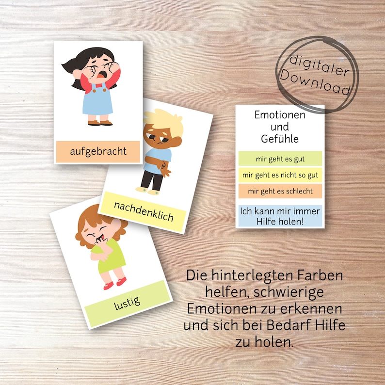 Emotion Cards for Children PDF Montessori, Learning Cards Flash Cards ...