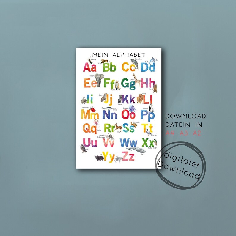 Poster Alphabet Abc Children PDF Colorful Children's Room Decoration ...