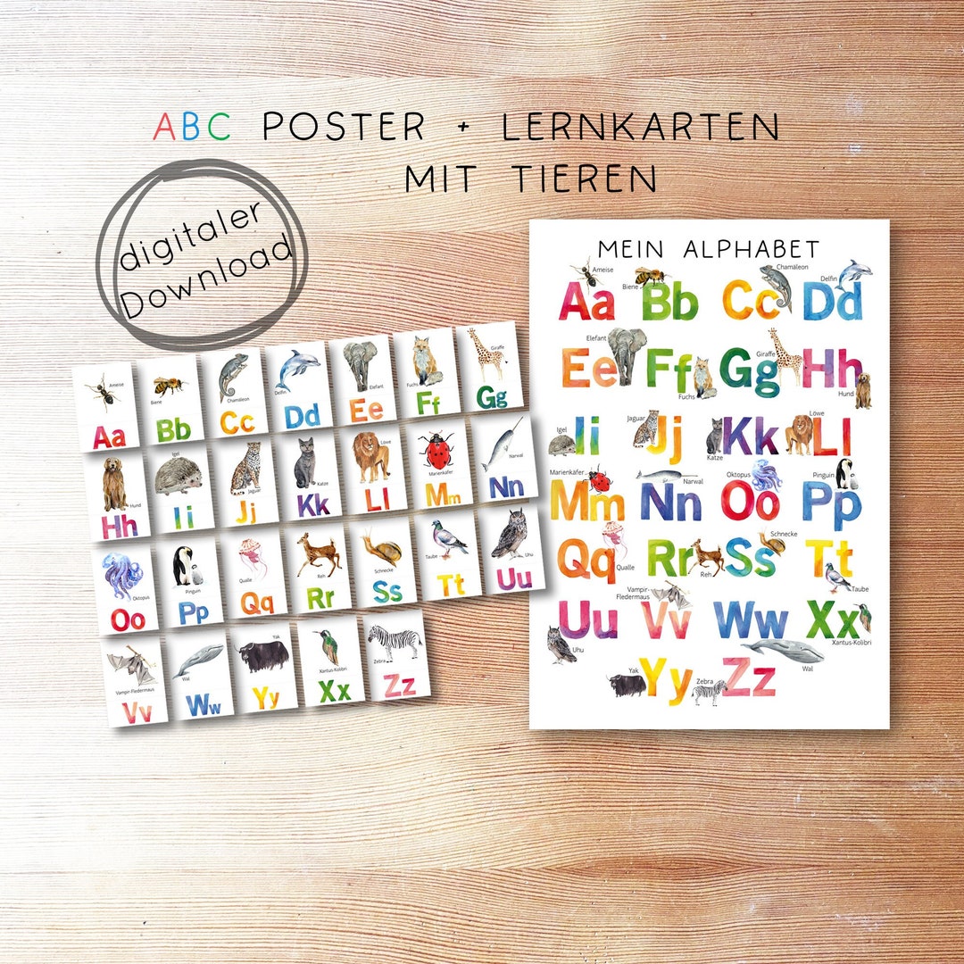 Set: Learning Cards & Posters Children's ABC Cards With Animals PDF ...