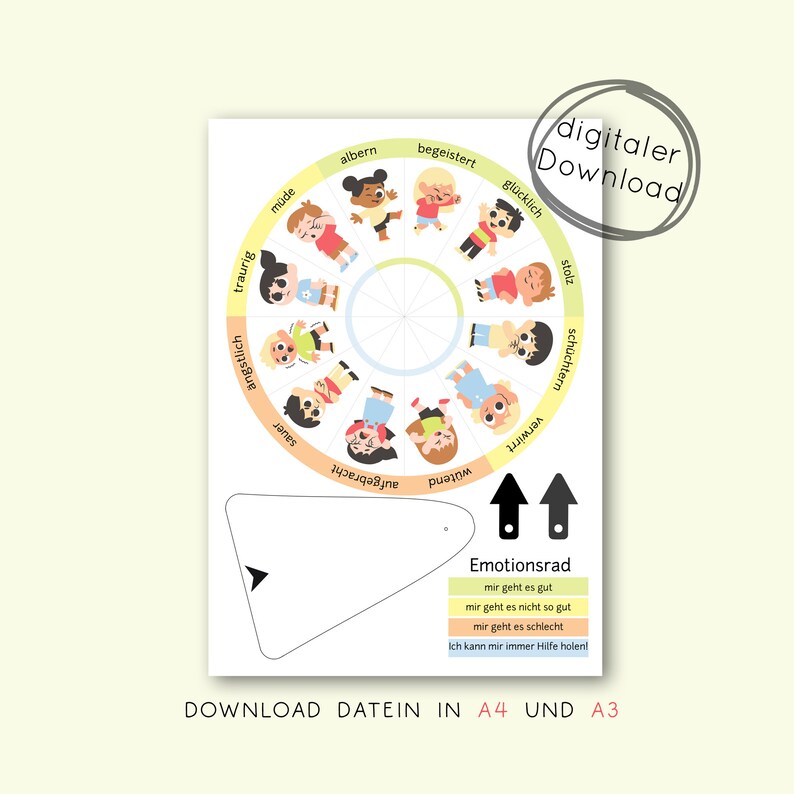 Emotions Wheel Children PDF Montessori / Emotions Wheel Emotions Clock ...