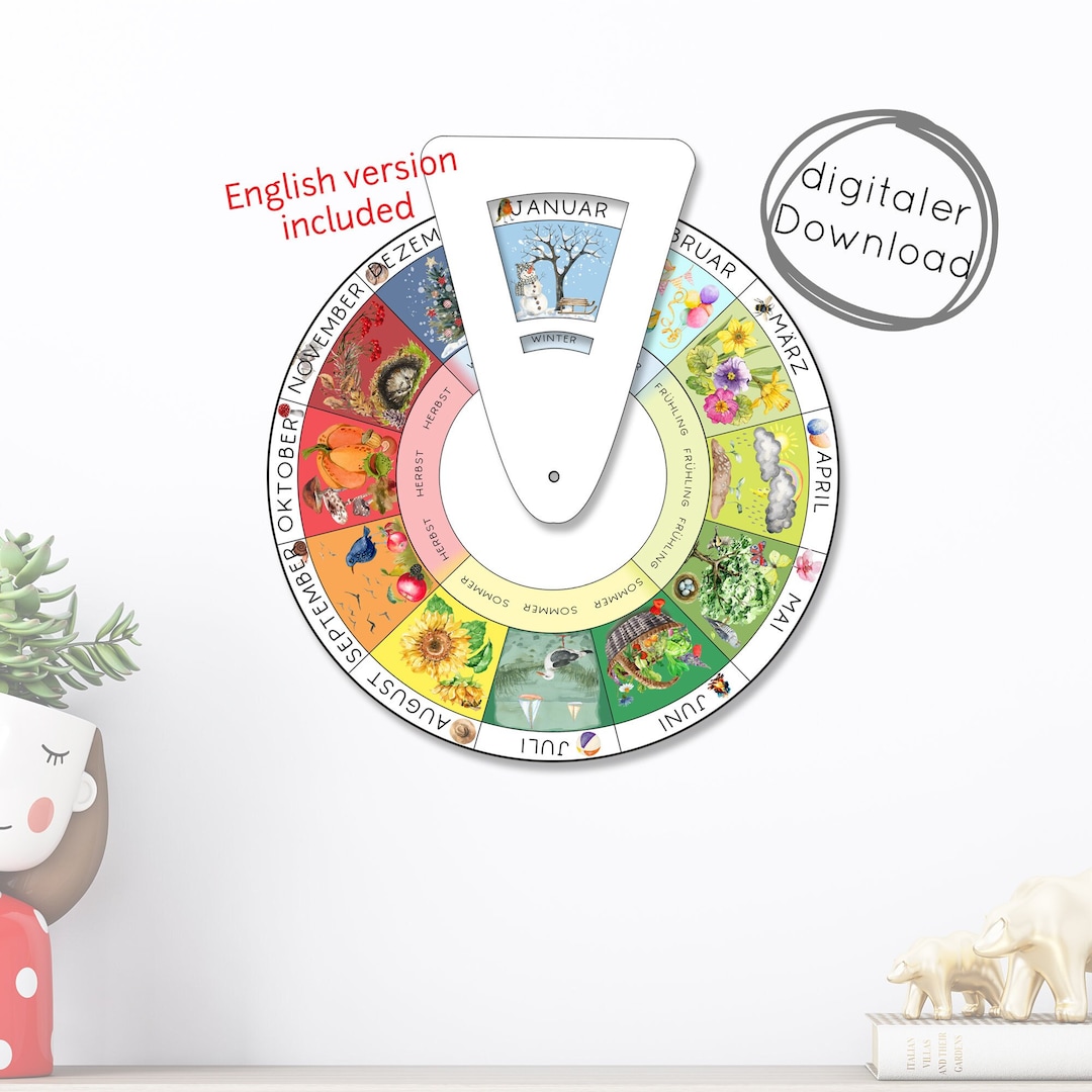 Monthly Clock With Seasons PDF for Children, Make Your Own Waldorf ...