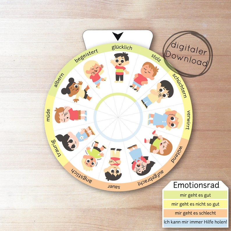Emotions Wheel Children PDF Montessori / Emotions Wheel Emotions Clock ...