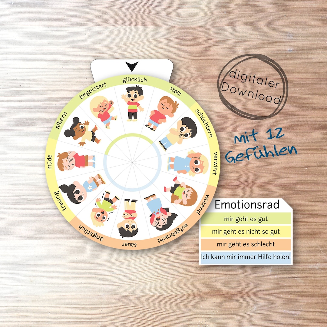 Emotions Wheel Children PDF Montessori / Emotions Wheel Emotions Clock ...