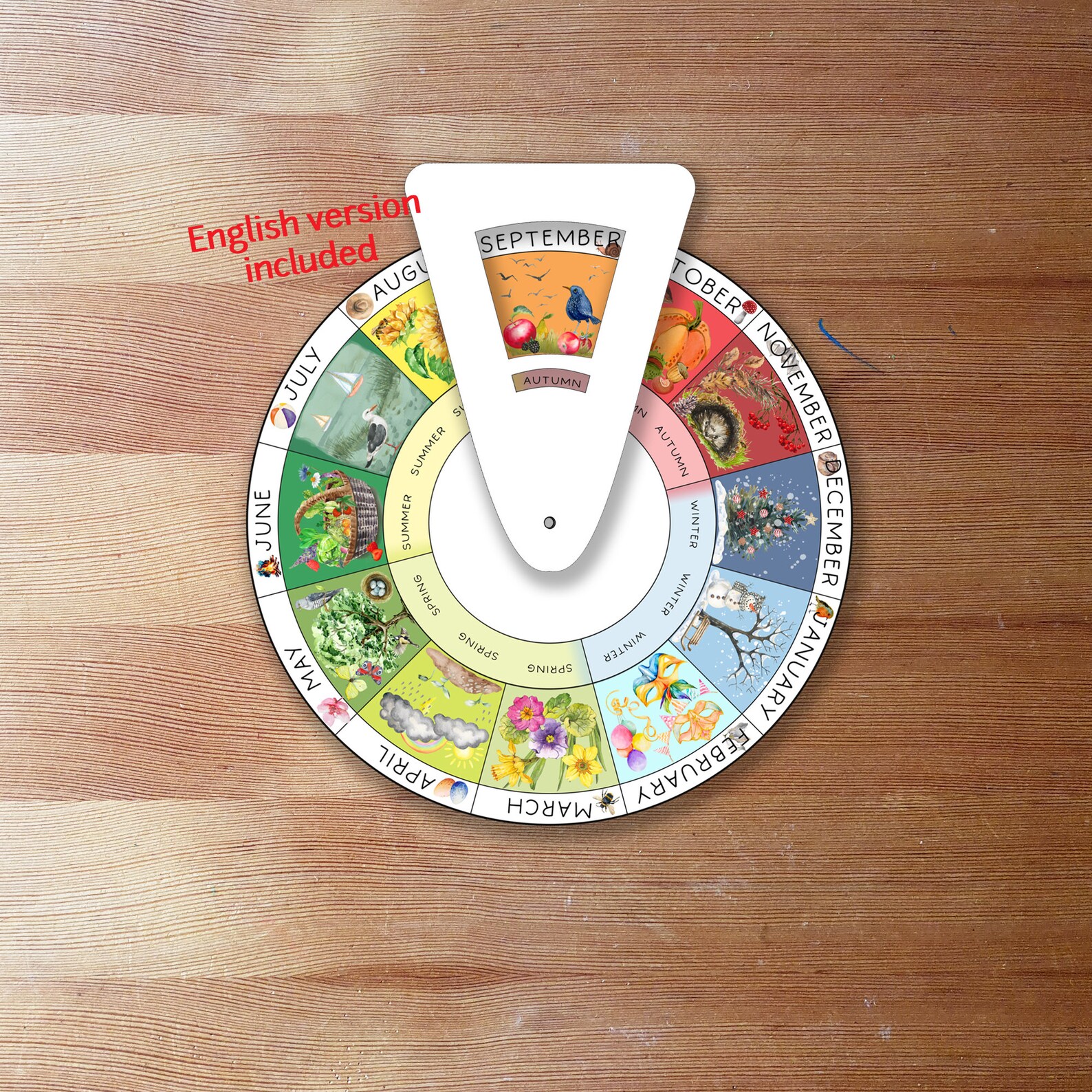 Monthly Clock With Seasons PDF for Children, Perpetual Calendar ...