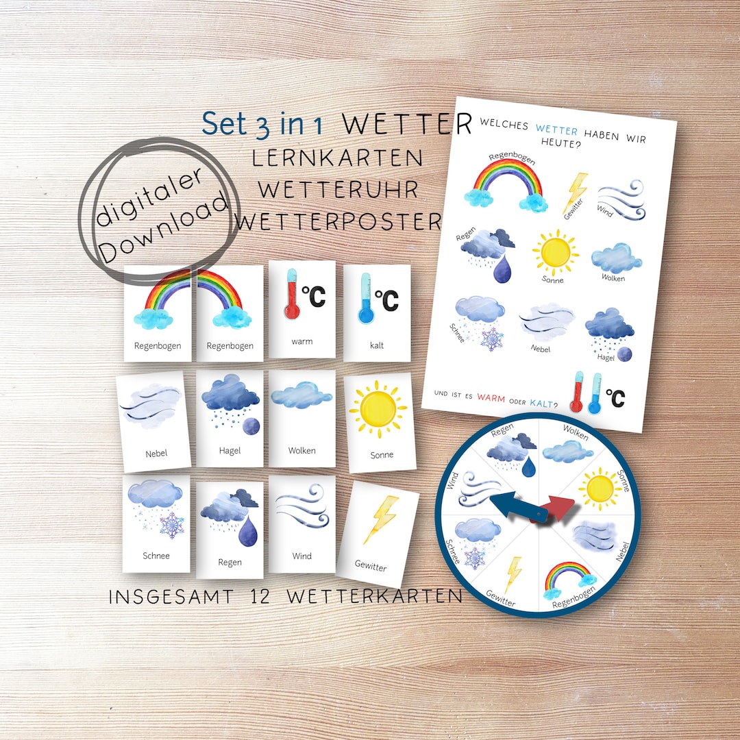 Since 3in1 Weather Children PDF Montessori / Learning Cards Weather ...