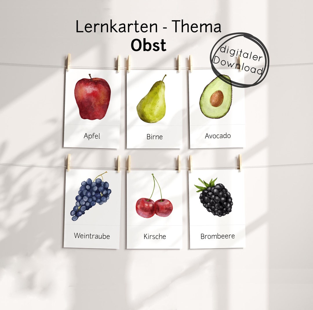 Fruit Learning Cards PDF for Children – Picture Cards Food for Playful ...