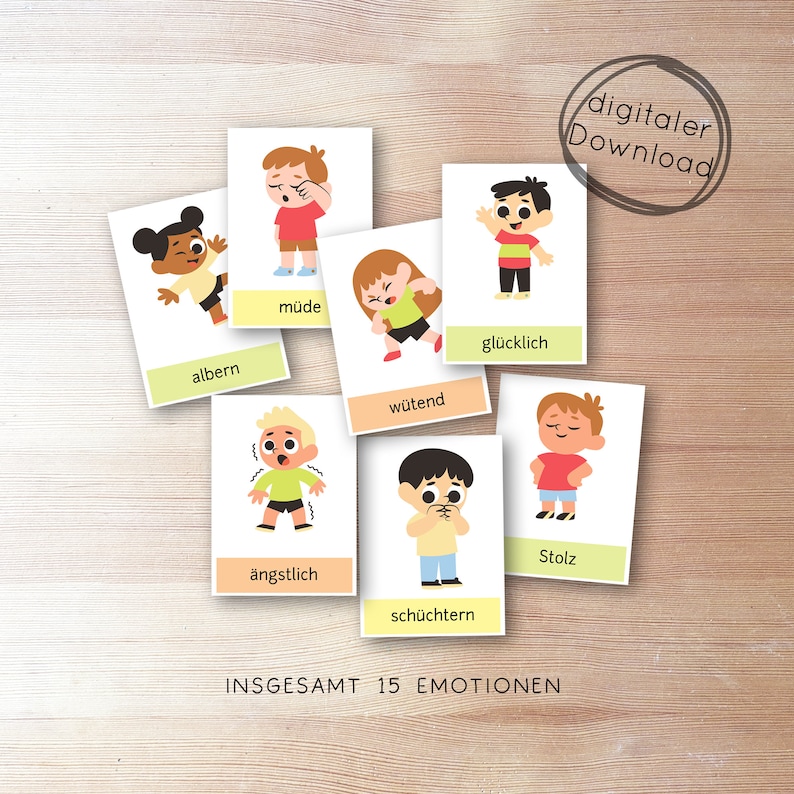 Emotion Cards for Children PDF Montessori, Learning Cards, Flash Cards ...