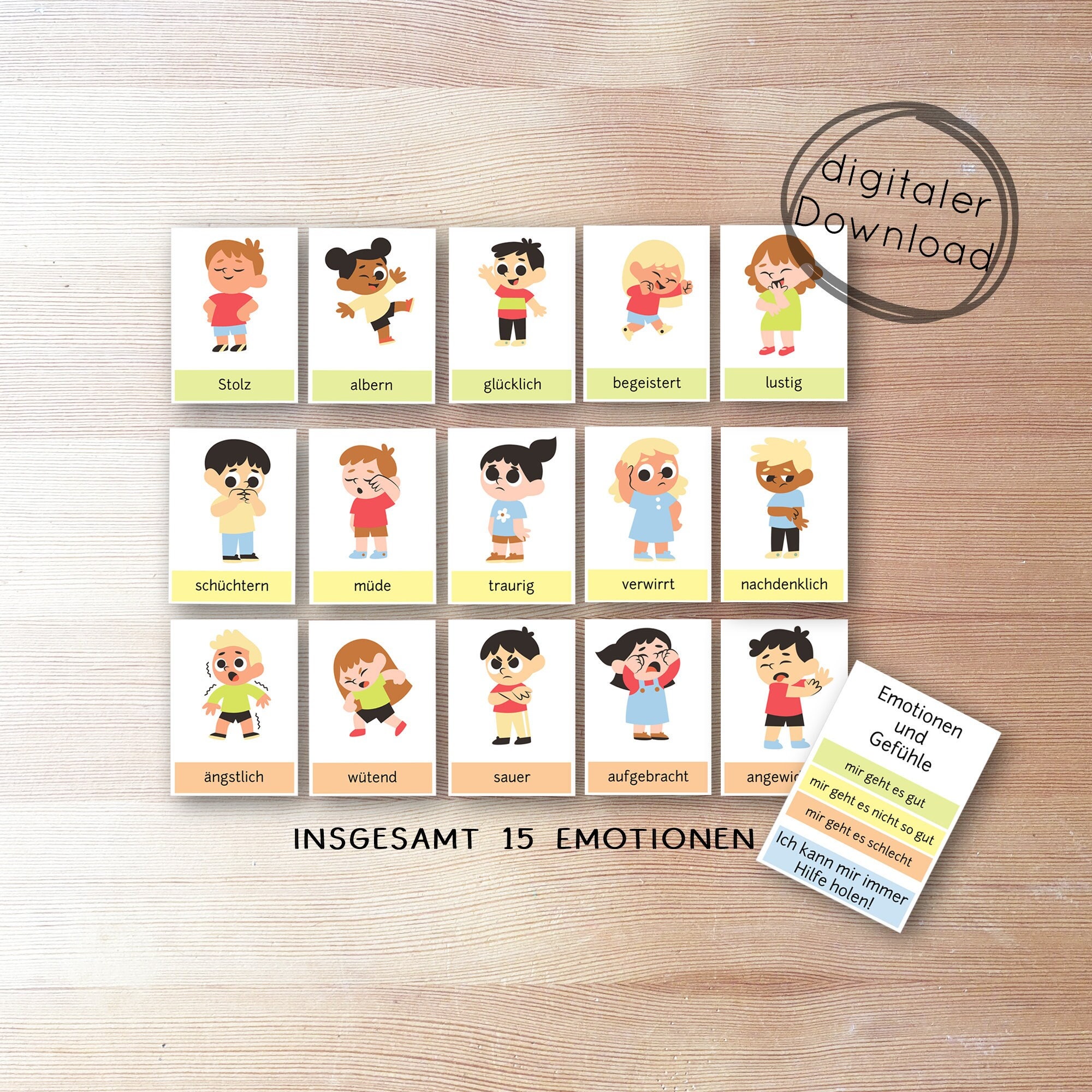 Emotion Cards for Children PDF Montessori, Learning Cards Flash Cards ...