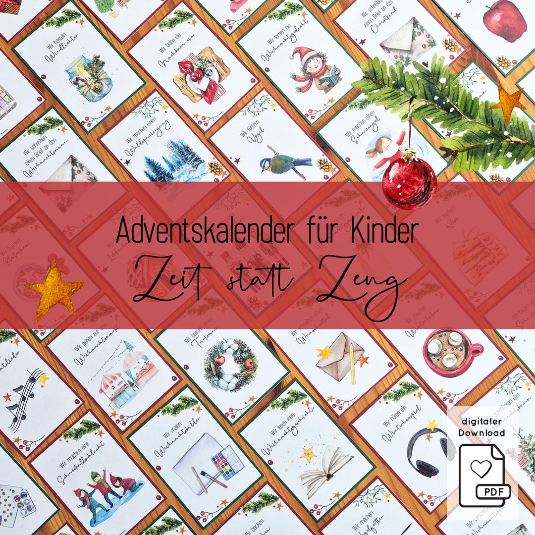 Adventskalender Kinder Zeit statt Zeug PDF / Familie Geschenk für mehr ...