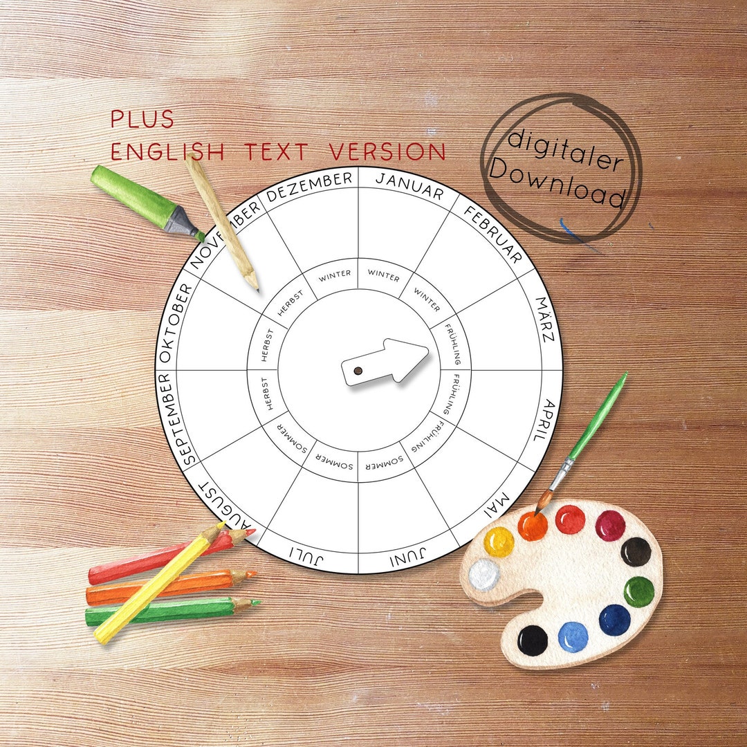 Seasons Clock Template PDF for Children, DIY Perpetual Calendar Based ...