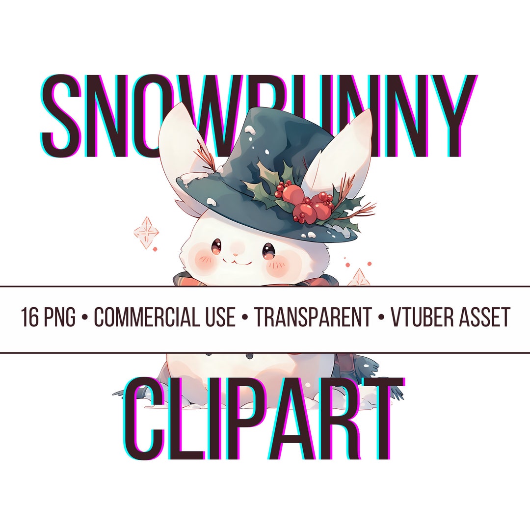 16 Pngs Cute Winter Snowbunny Clipart NO BG, Vtuber Asset, X-mas ...
