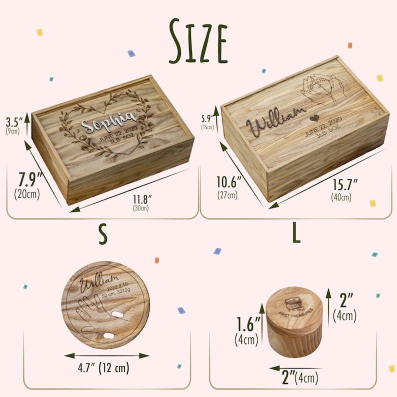 Heirloom Baby Time Capsule Box, Wooden Memory Chest for First Years ...