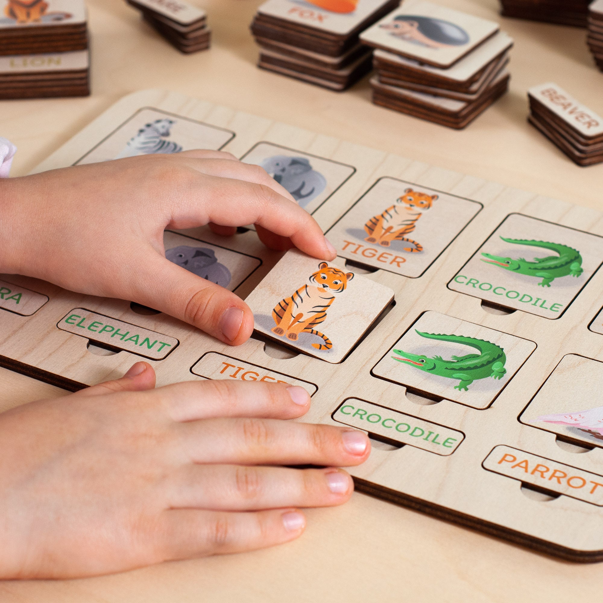 Autism Preschool Wood Learning Flash Cards, Memory Game Set ...