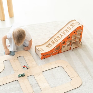 Custom Toy Car Jump Ramp, Wood Car Garage, Wooden Race Car Track, Toy ...