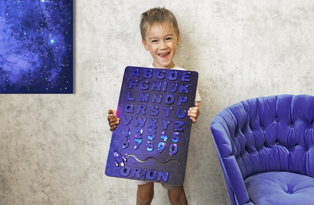 Galaxy Alphabet Learning Board, Wooden Toy With Letters, Kids ...