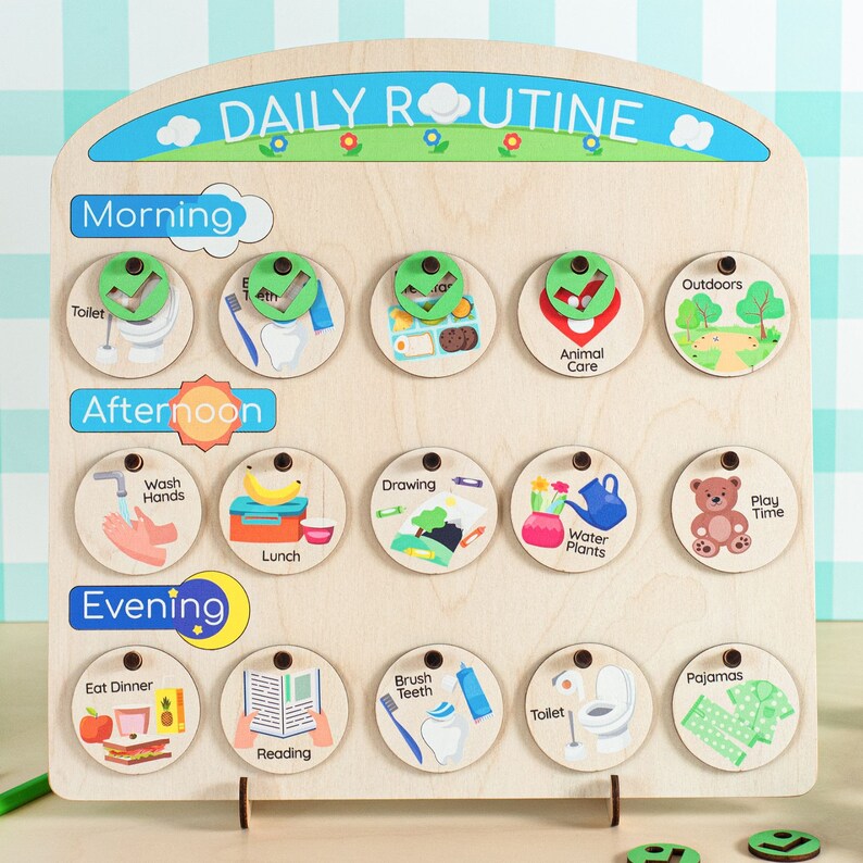 Kids Daily Routine Wood Calendar Montessori Wooden Toddler - Etsy