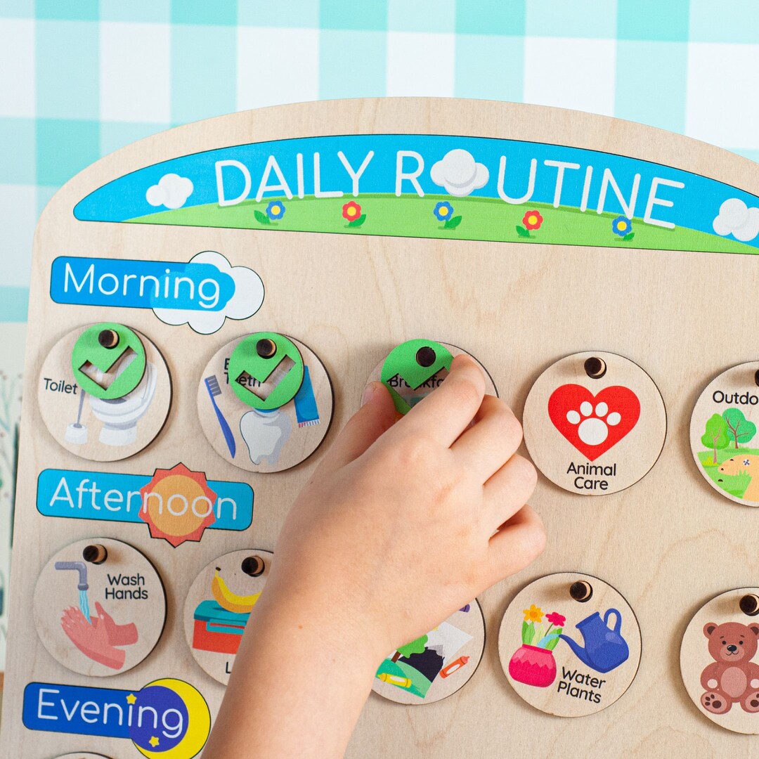 Kids Daily Routine Wood Calendar Montessori Wooden Toddler - Etsy
