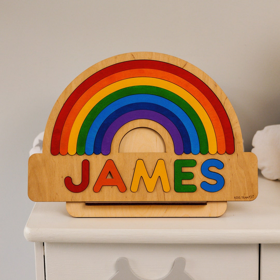 Rainbow Name Puzzle Board for Kids, Montessori Matching Toy, Gifts for ...