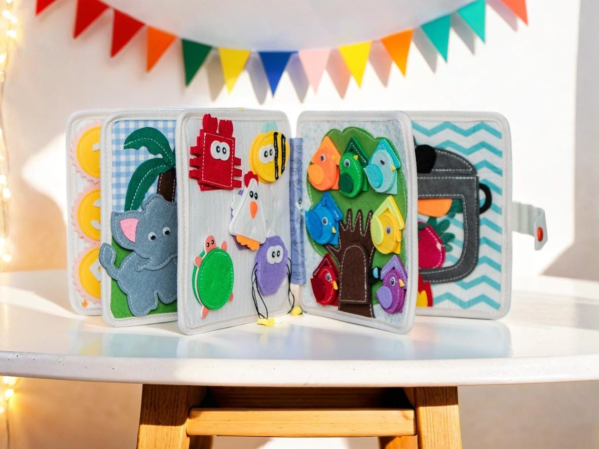 Interactive Quiet Book for Toddlers, Educational Felt Busy Book, Baby ...