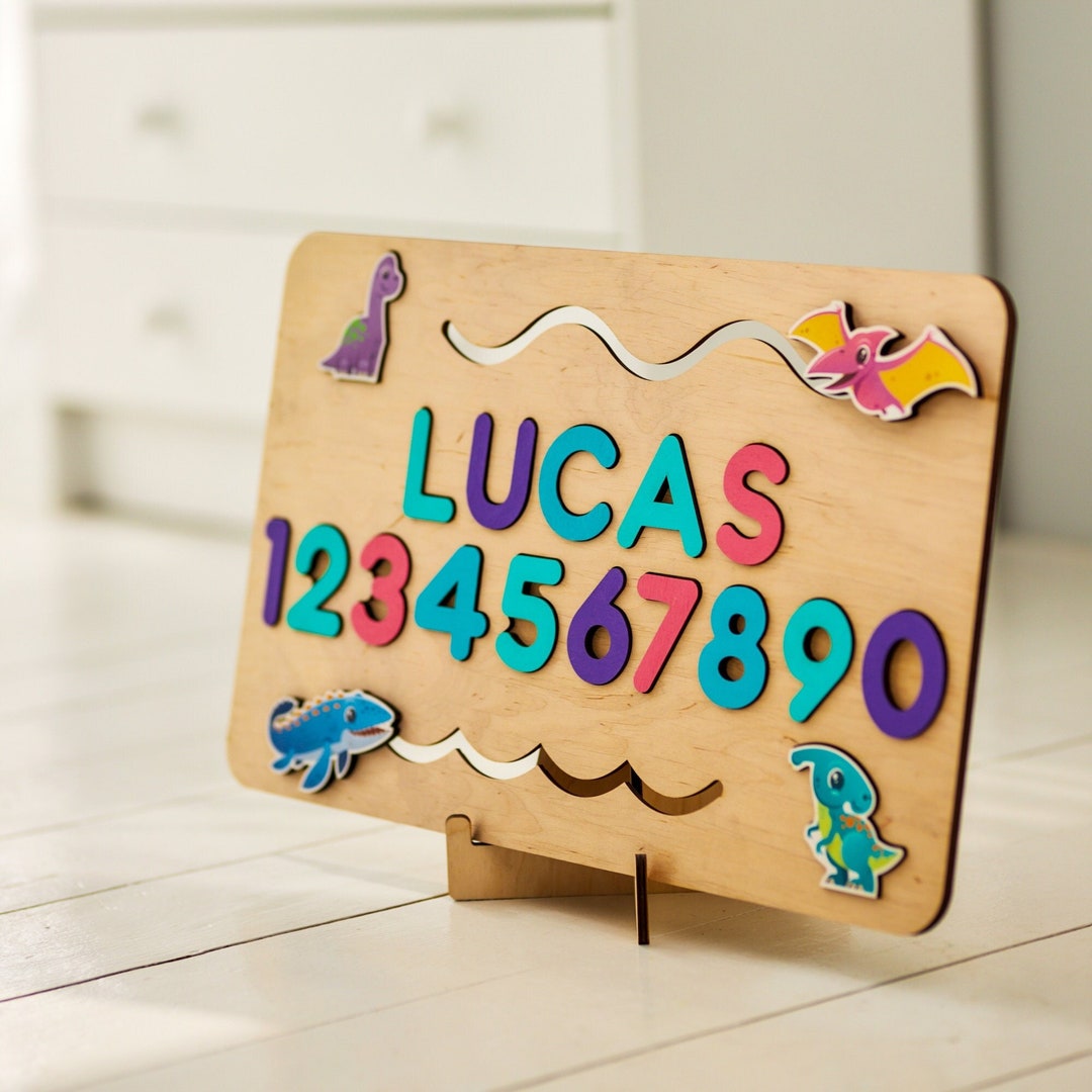 Baby Name Board With Numbers, Montessori Learning Board, Toddler Boy ...