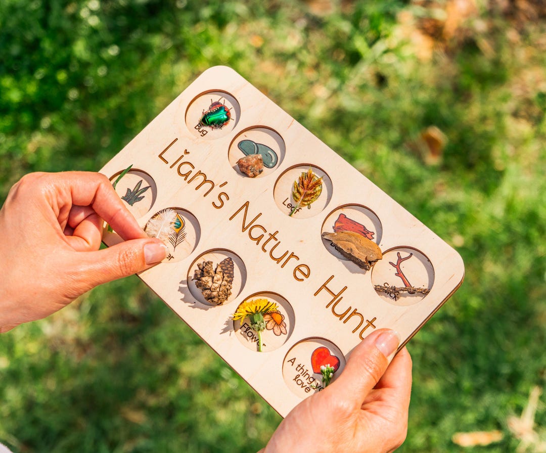 Personalized Nature Hunt Board, Wooden Scavenger Hunt, Toddler Nature ...