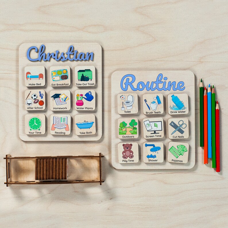 Autism Magnetic Routine Wood Calendar, Wooden Montessori Autism Toys ...