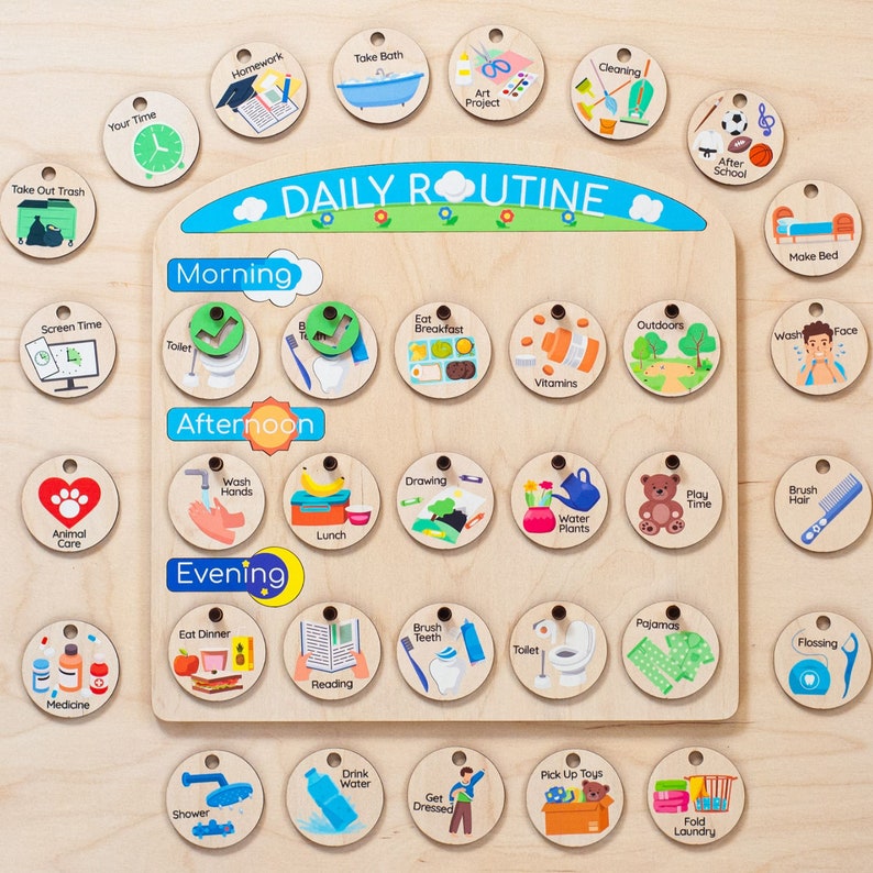 Girl or Boy Wooden Daily Routine Montessori Toddler Toys - Etsy