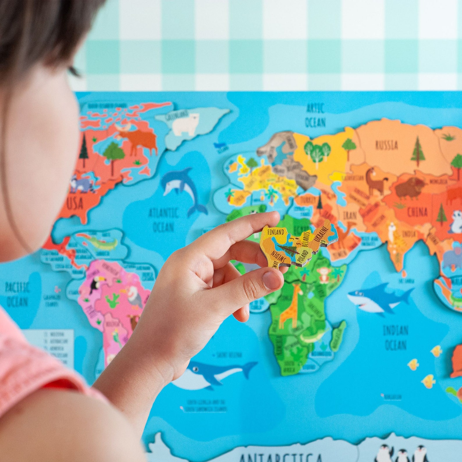 Wooden Montessori Puzzle World Map Puzzle for Kids World Map - Etsy