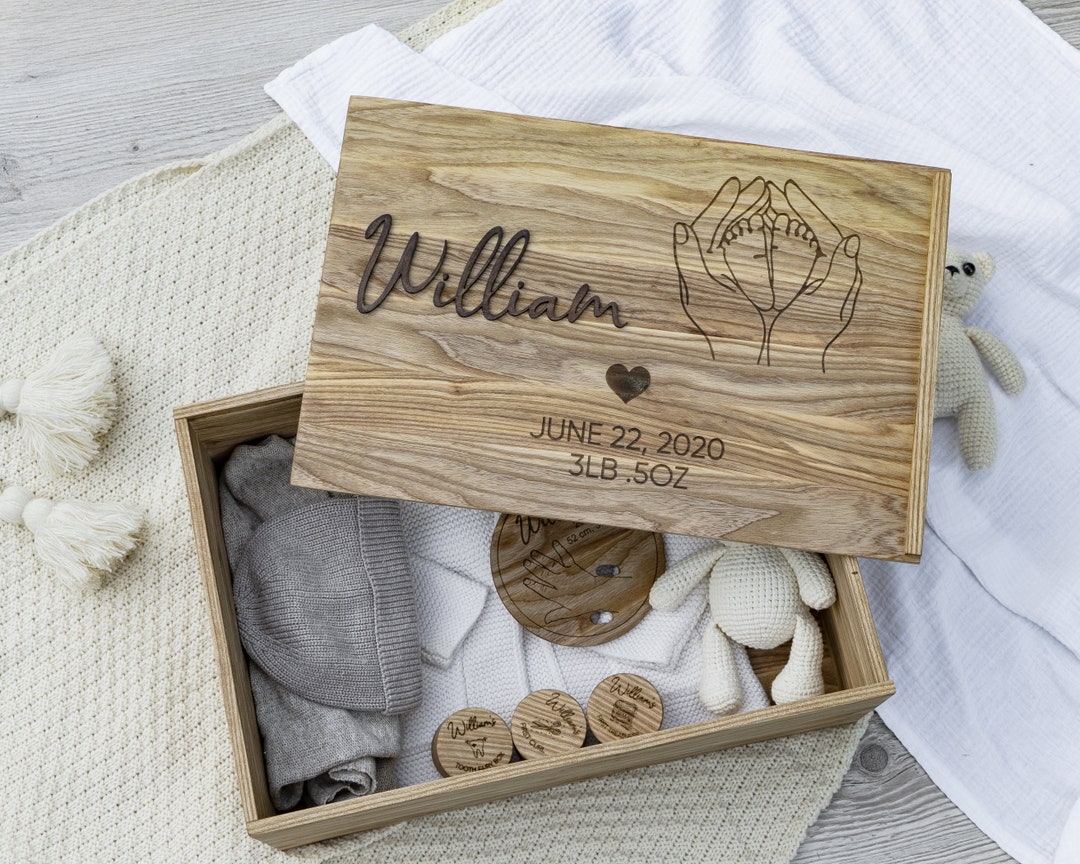 Newborn Boy Personalised Baby Keepsake Box, Memory Trunk, Baby Shower ...