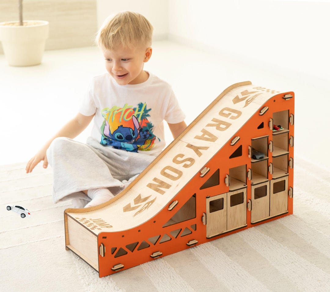 Custom Toy Car Jump Ramp, Wood Car Garage, Wooden Race Car Track, Toy ...