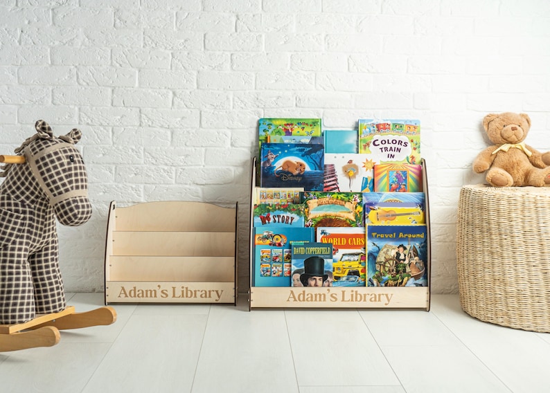 Kids Book Display Shelf, Wooden Front Facing Bookcase for Children ...