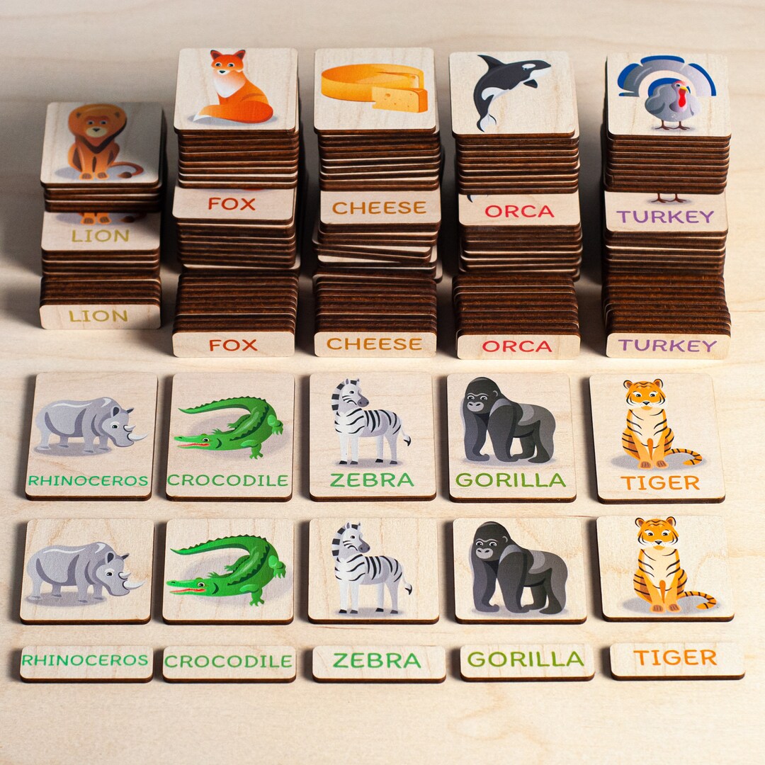 Autism Preschool Wood Learning Flash Cards, Memory Game Set ...