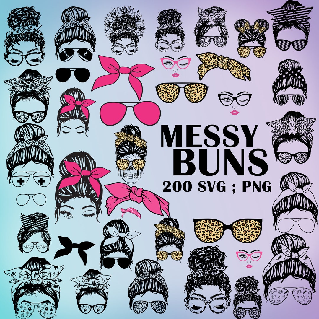 Messy Bun SVG Editable Canva Frame Add Your Own Design Digital Download ...