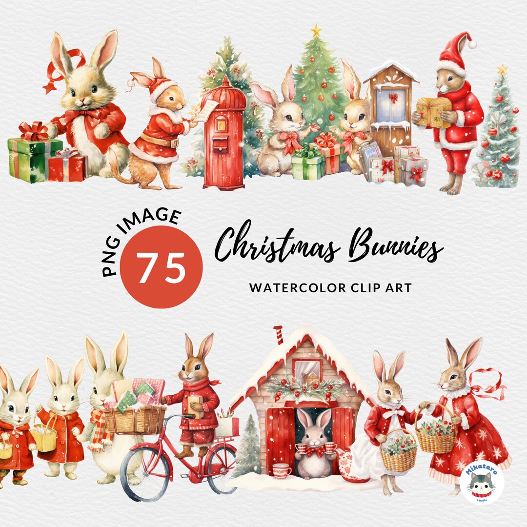 Christmas Bunnies Clipart Bunny Clipart, Cute Bunny, Commercial Use ...