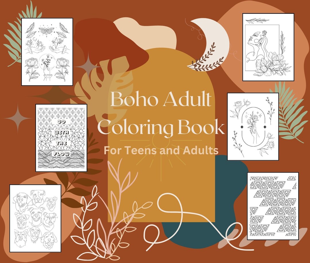 50 Boho Adult Coloring Pages Floral Coloring Pages - Etsy