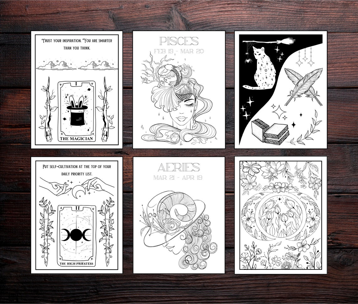 Cozy Witchy Coloring Pages: Spiritual Magic Designs (PDF Download ...