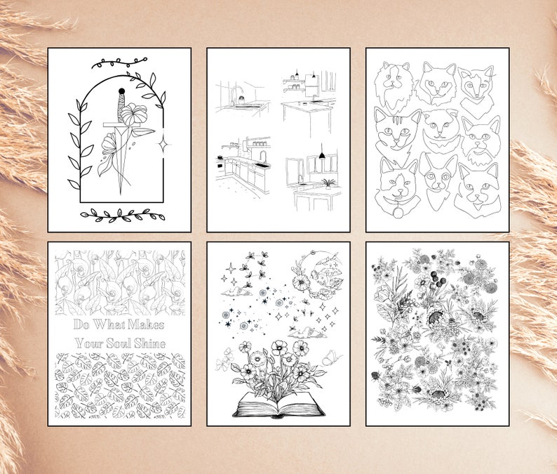 50 Boho Floral Adult Coloring Pages: Relaxing Designs (PDF Download) - Etsy