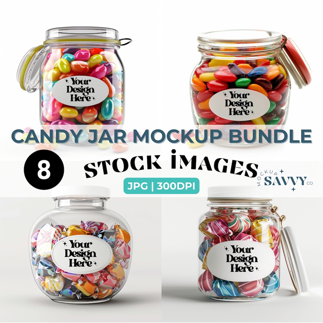 Custom Candy Jar Mockup Bundle With Personalized Sticker Mockup ...