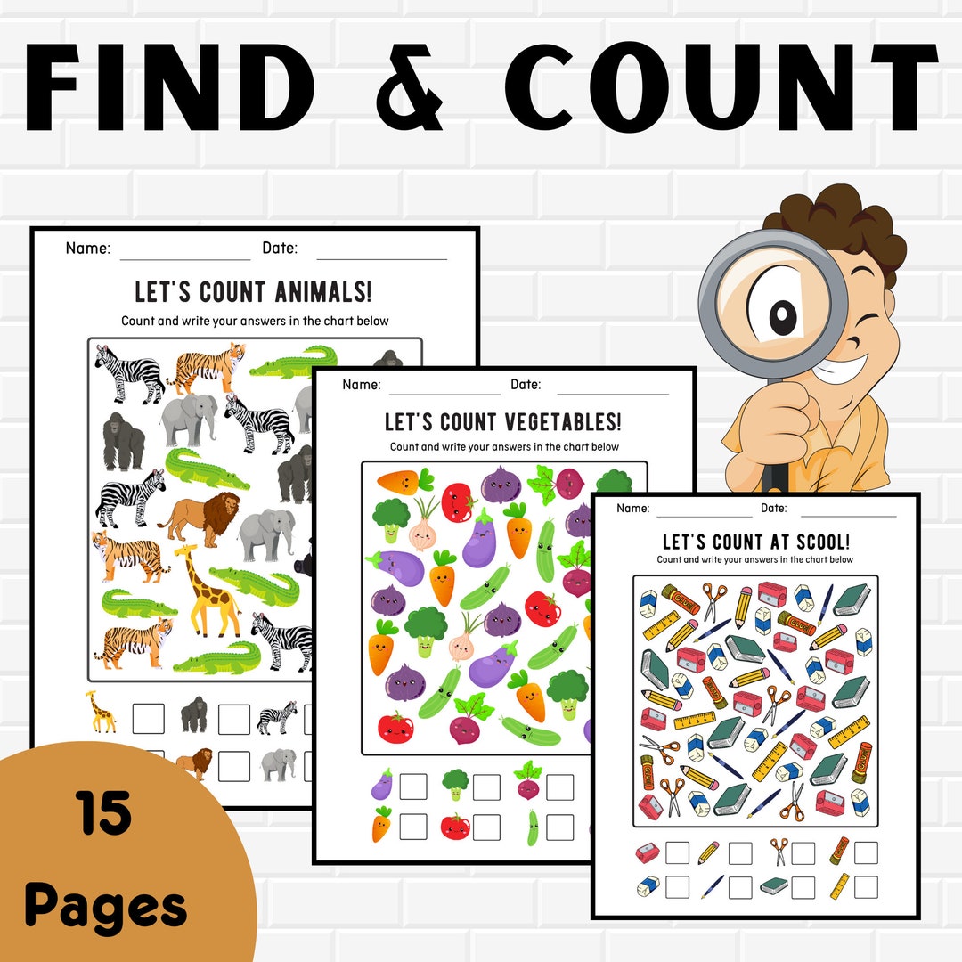 Find and Count Hidden Picture Puzzle | Numbers 1 - 10 - Etsy