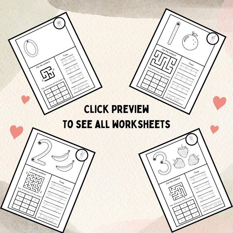 Números del 0 al 10: Hojas de trabajo para trazar colorear y - Etsy México