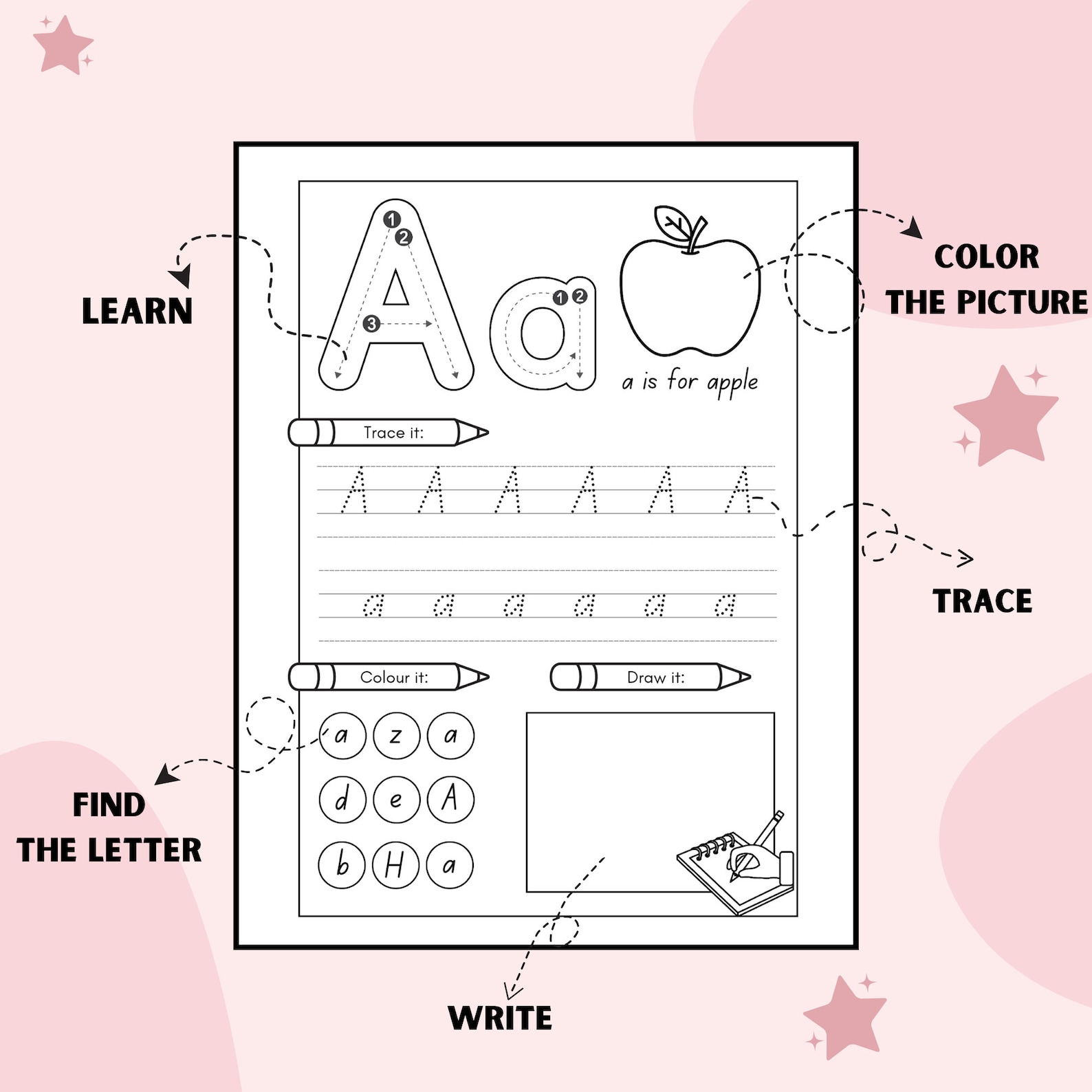 Alphabet Tracing Worksheet | A - Z | Hand Writing Practice Color and ...