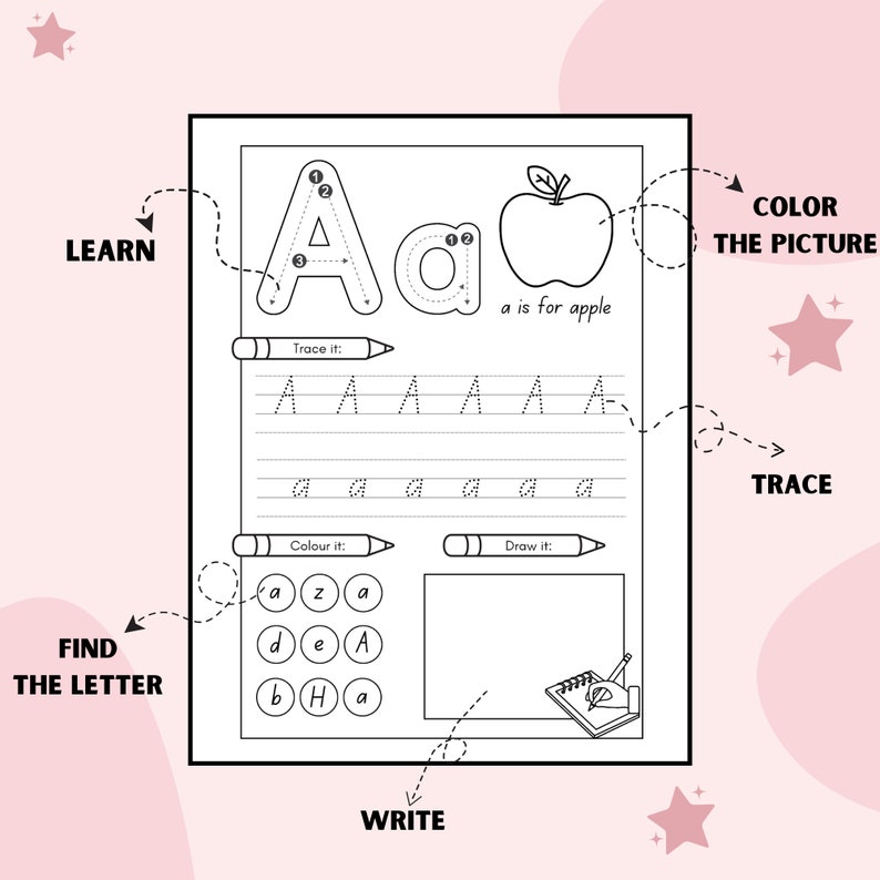Alphabet Tracing Worksheet | A - Z | Hand Writing Practice Color and ...