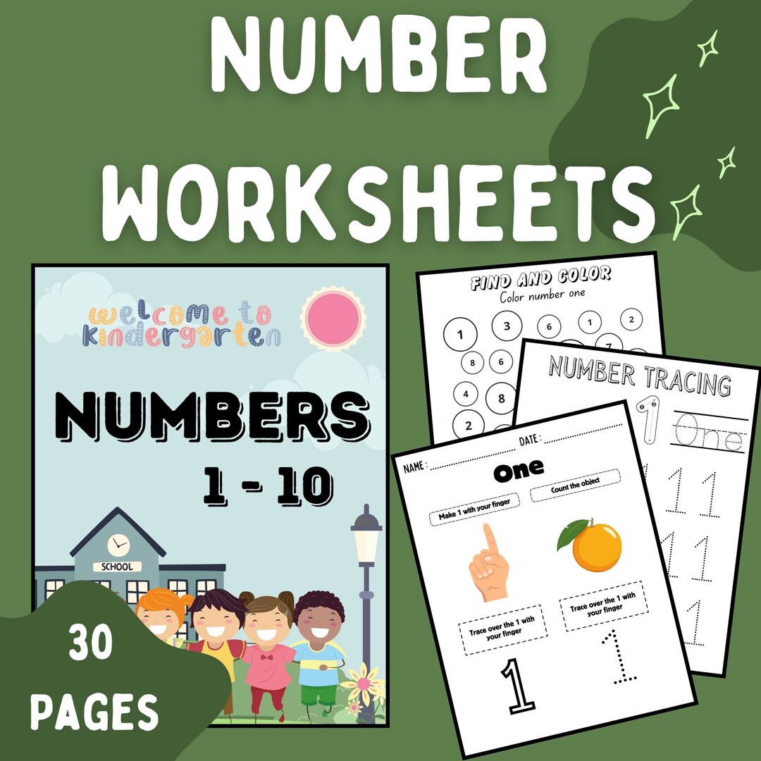 NUMBER 1 - 10 WORKSHEETS - Etsy