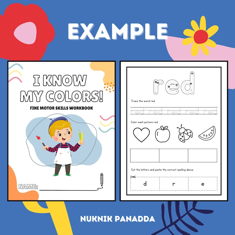 Colors Worksheets | Learning Basic Colors | Trace Color and Spelling - Etsy