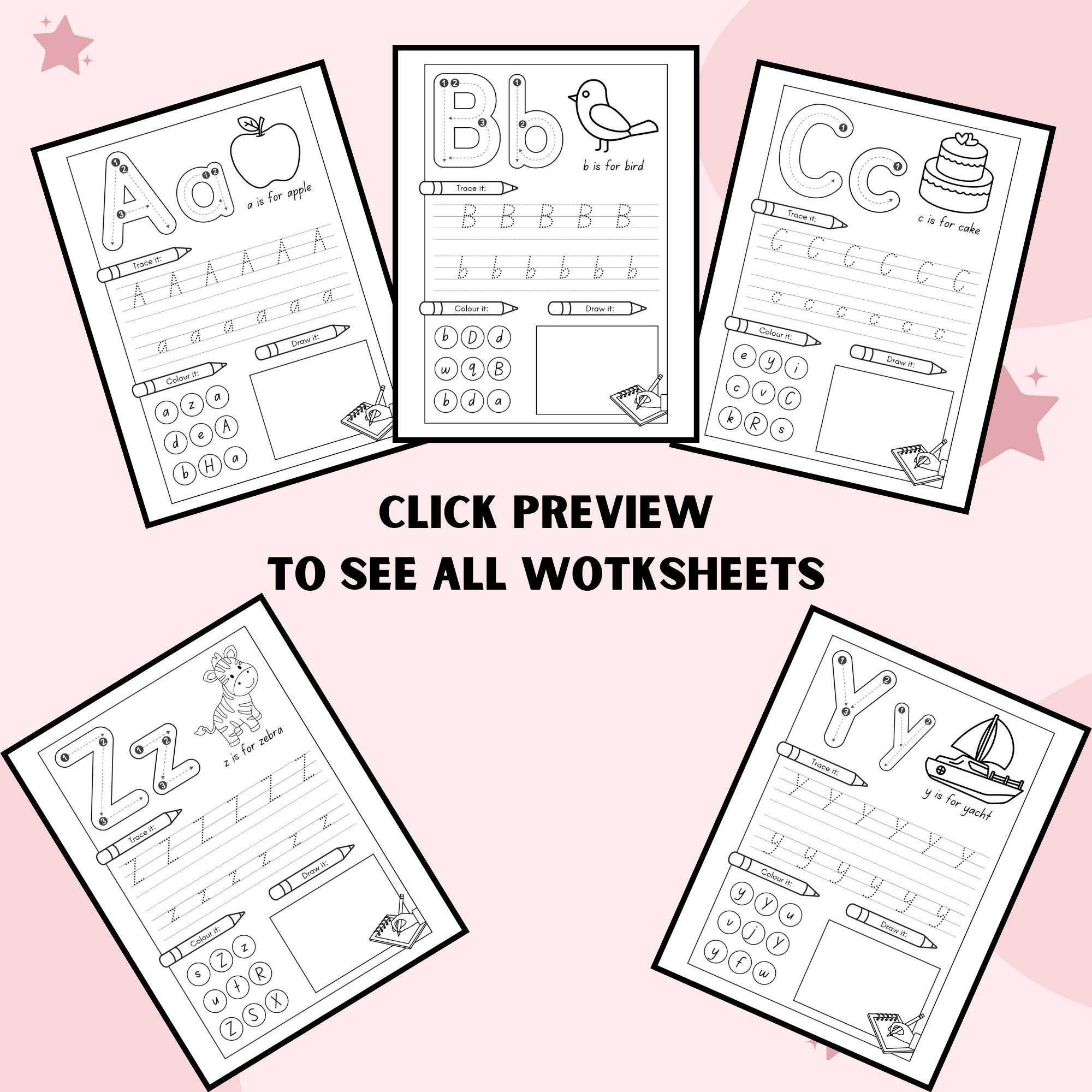 Alphabet Tracing Worksheet | A - Z | Hand Writing Practice Color and ...