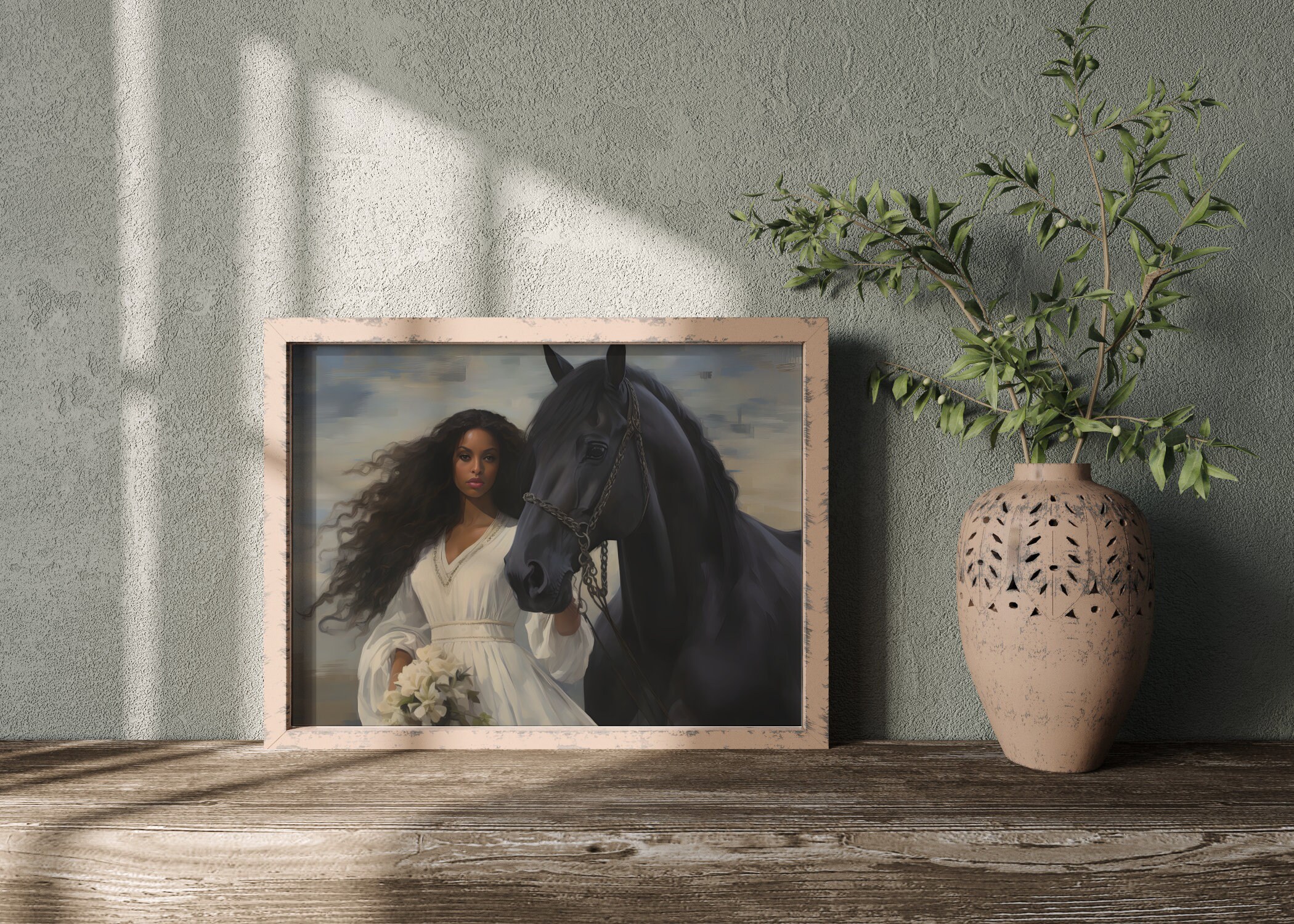Horse Riding Fine Art Black Model Poster Vintage Woman Horse Art Black ...