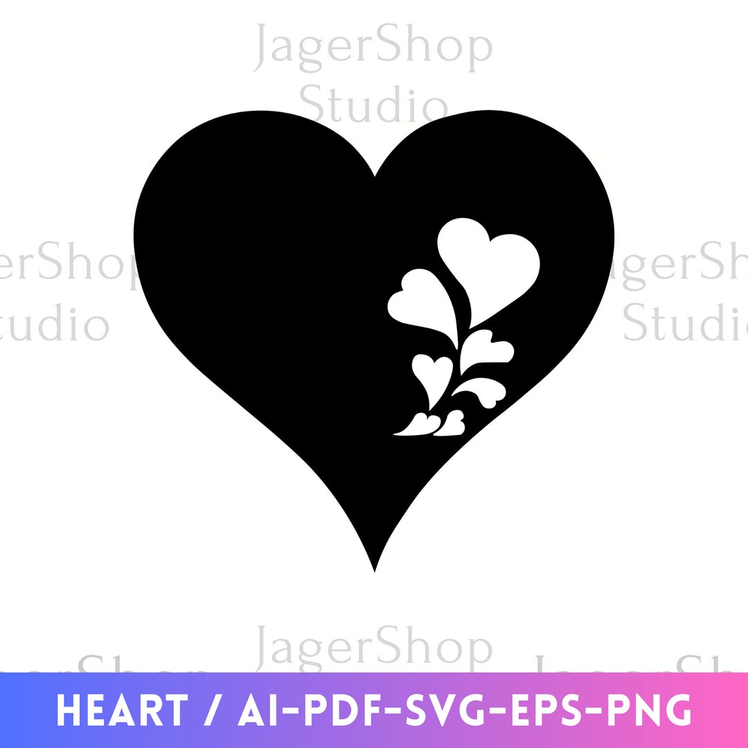 Heart Cut File Silhouette Svg-ai-pdf-png-eps, Instant Download Heart ...