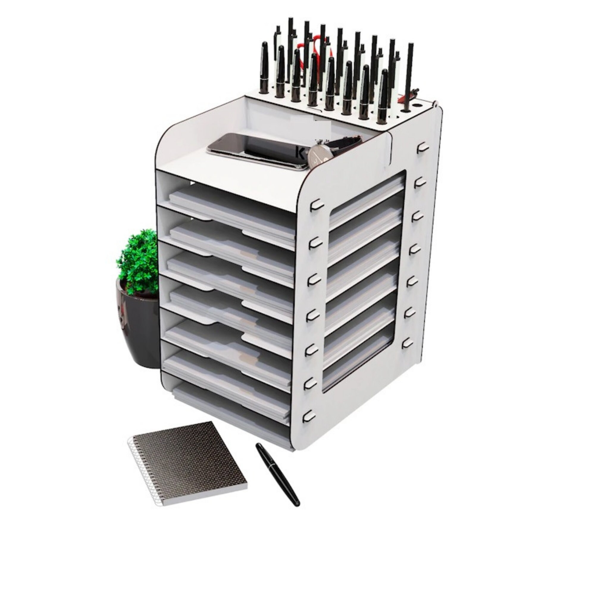 Modern Desktop Organizer SVG, Printable DIY Organizer, Laser Cut Files ...