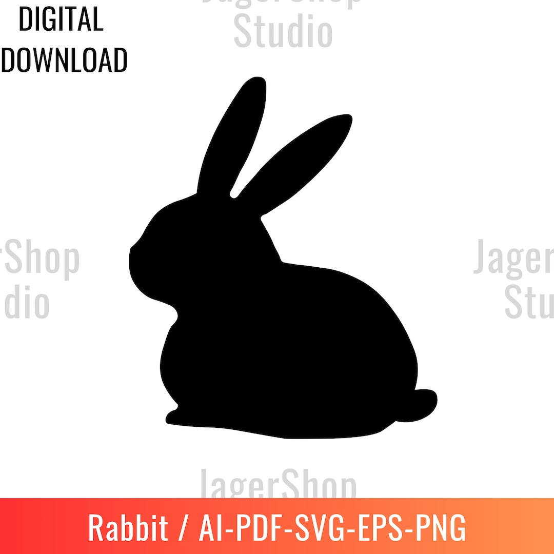 Rabbit Silhouette Cut File, Instant Download Rabbit Vector, Rabbit ...